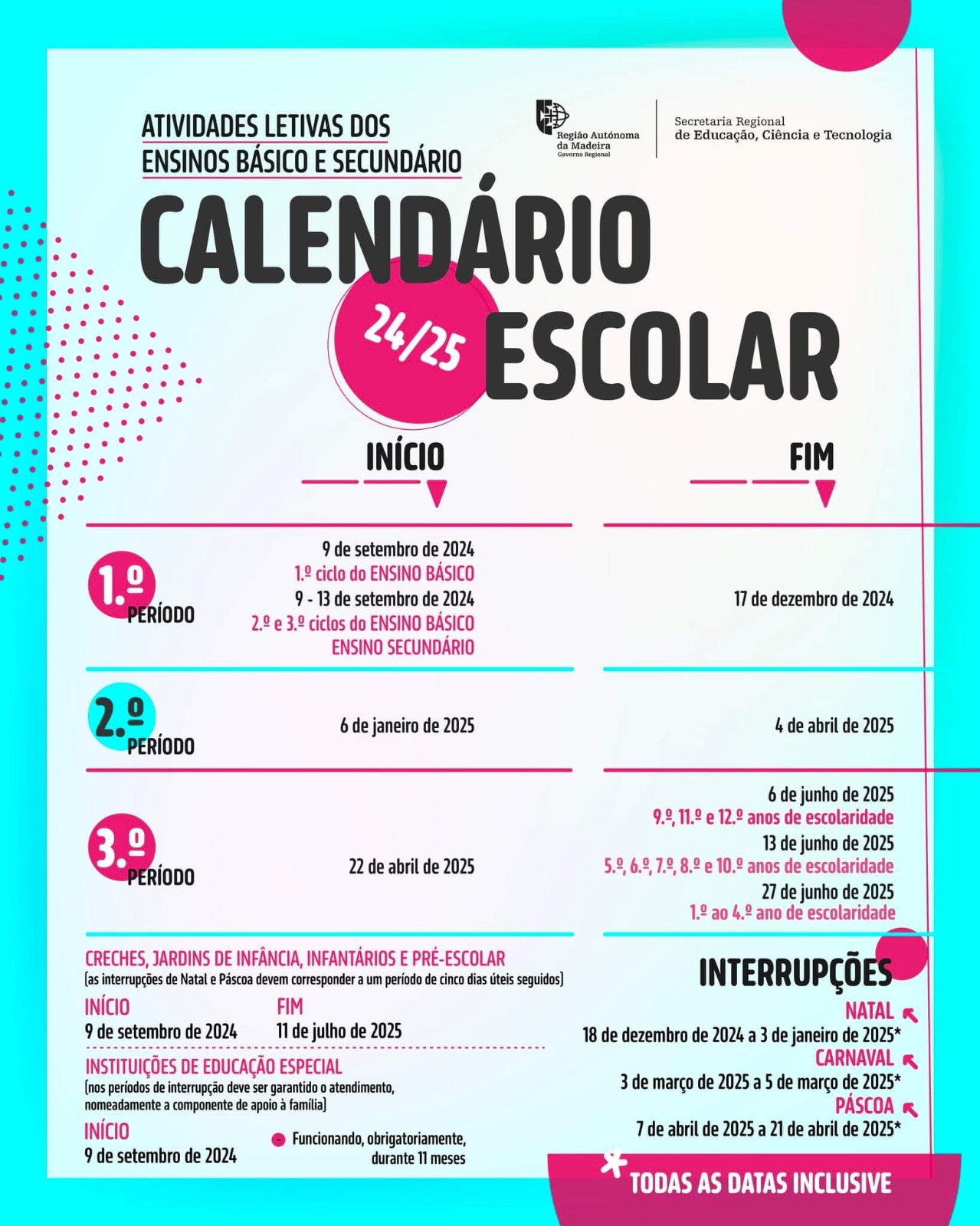 Calendário Escolar – EB1/PE Estreito da Calheta